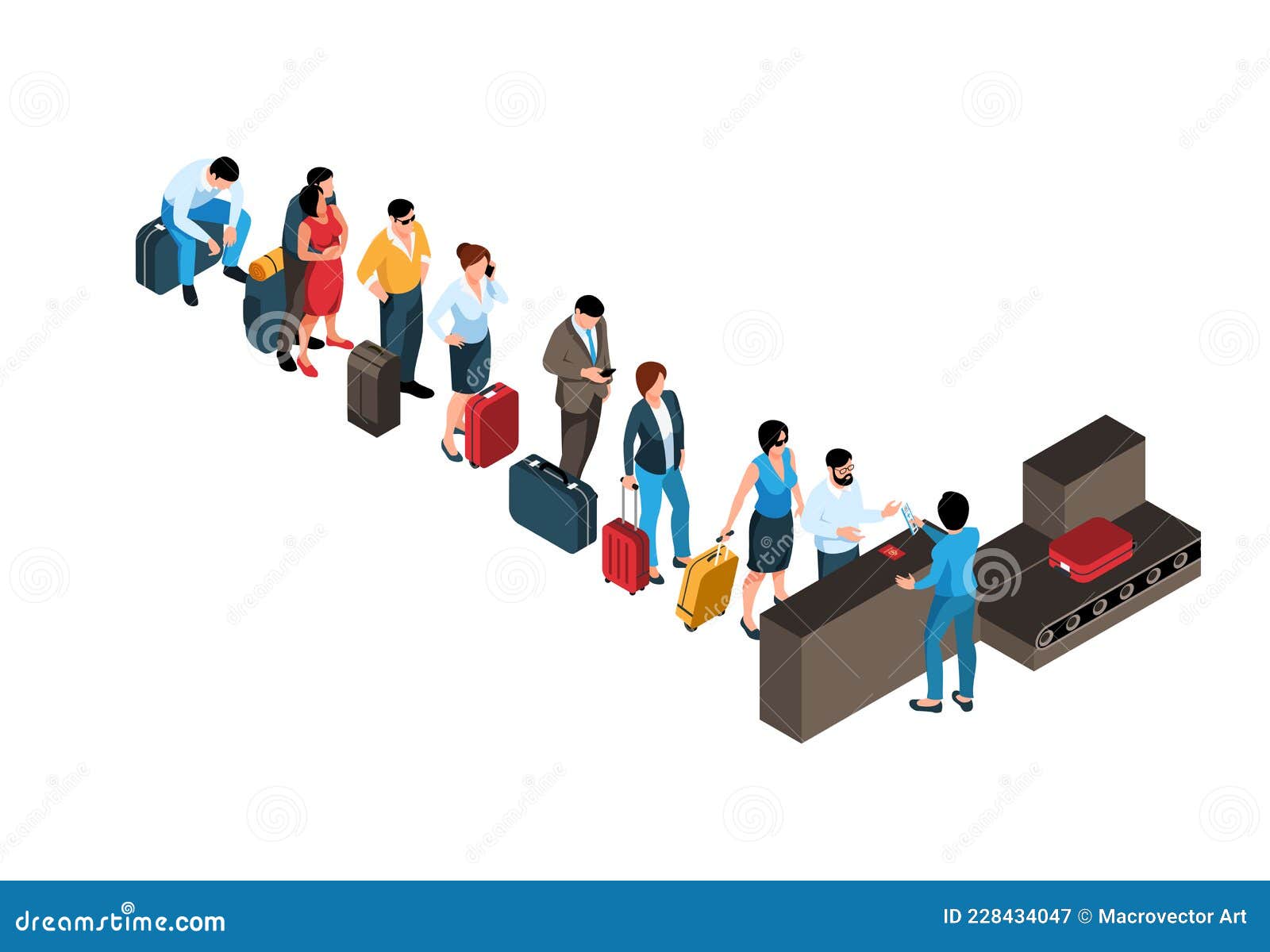Airport Check-in Composition Stock Vector - Illustration of isometric ... Airport Check-in Composition Stock Vector - Illustration of isometric ...