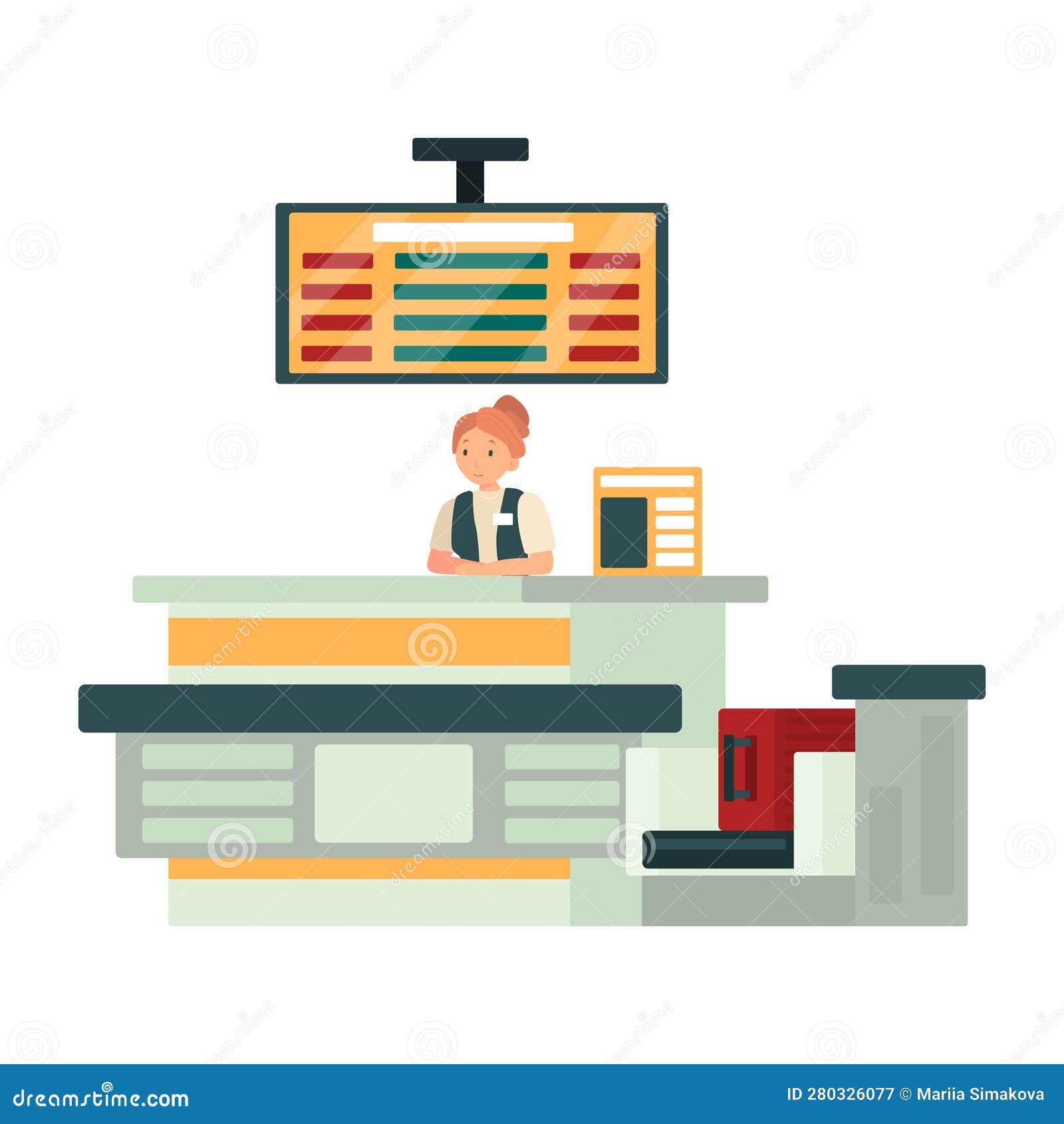 Airport Check-in Counter Flat Icon. Colored Vector Element from Airport ...