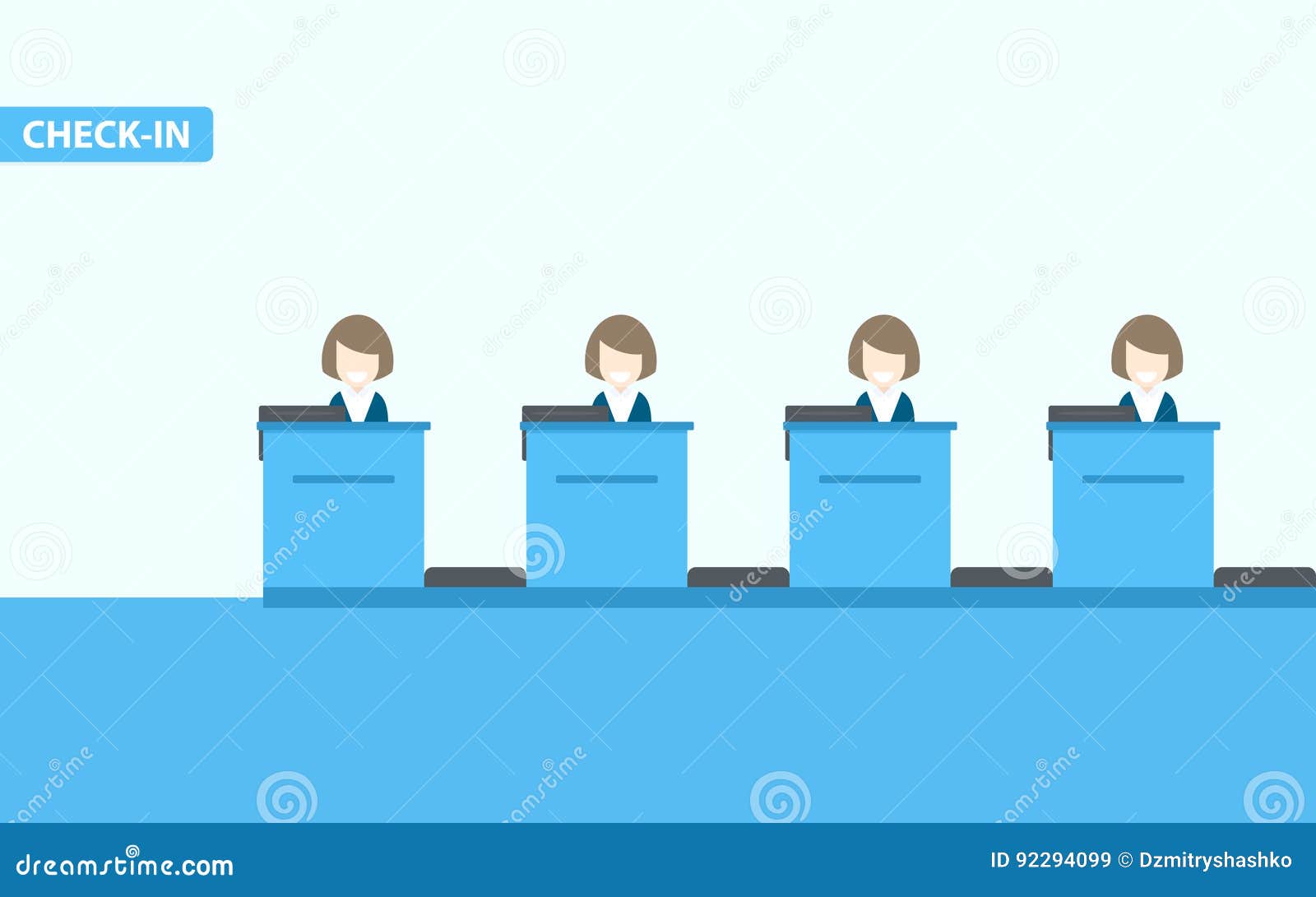 Airport check-in counter stock vector. Illustration of background ...