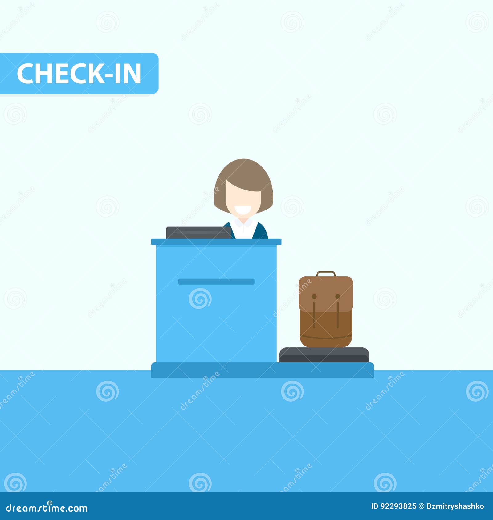 Airport check-in desk stock vector. Illustration of check - 92293825
