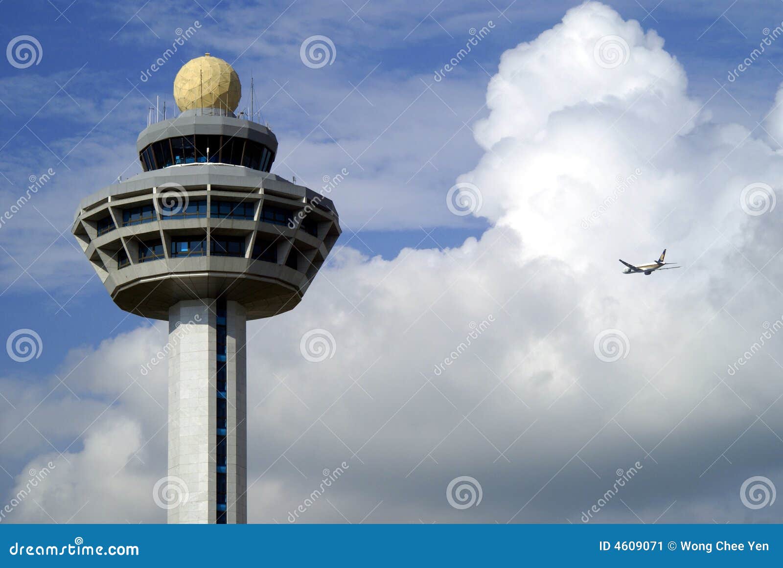 Airport Control Tower At Silhouette Background, Radar Tower Plane ...