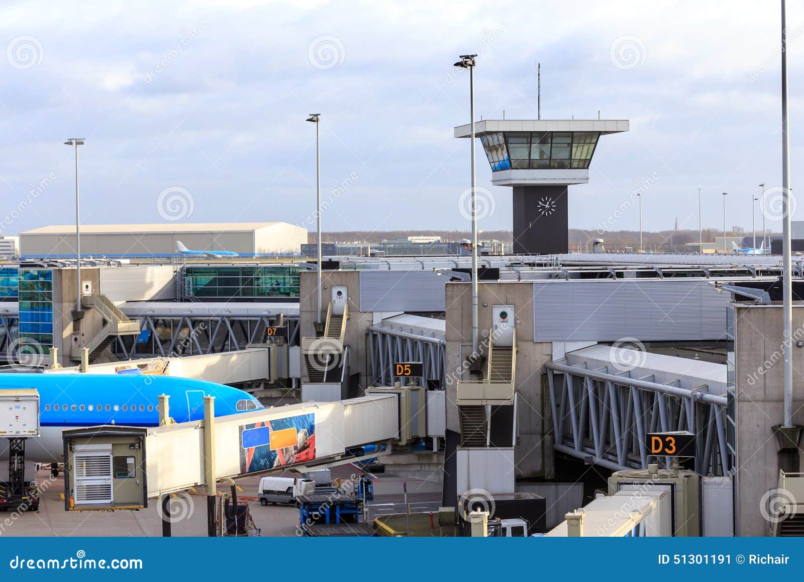 Airport Control Tower and Gates Stock Image - Image of gates, amsterdam ...