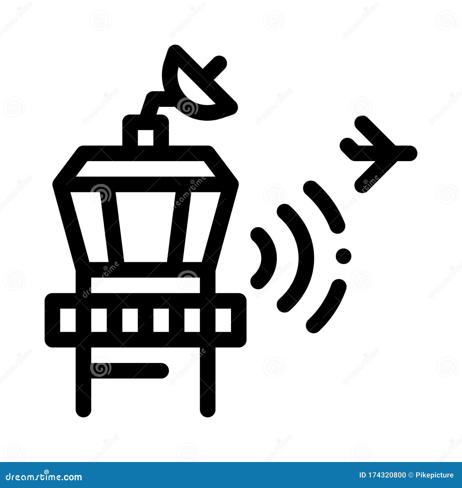 Airport Control Tower Radar Icon Thin Line Vector Stock Vector ... Airport Control Tower Radar Icon Thin Line Vector Stock Vector ...