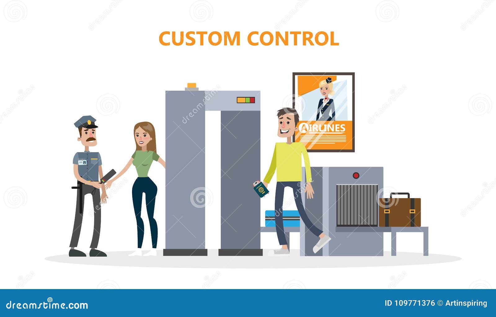 Airport custom control. stock vector. Illustration of conveyor - 109771376 Airport custom control. stock vector. Illustration of conveyor - 109771376