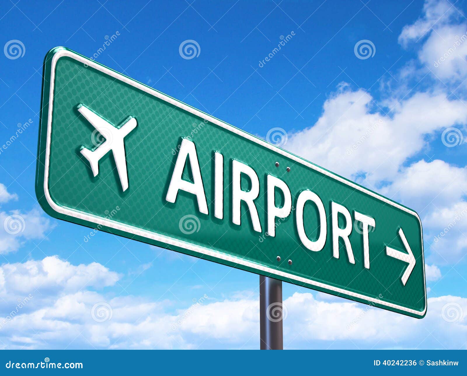 Airport Direction Road Sign Stock Illustration - Illustration of ...