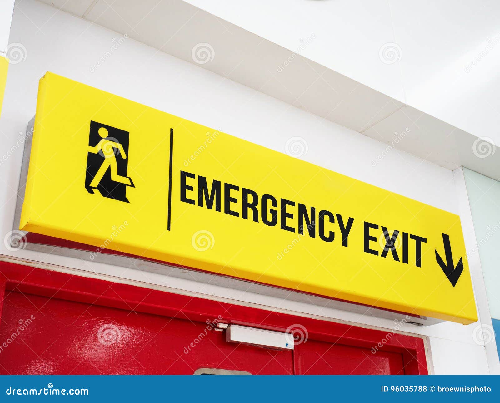 Airport Emergency Exit Signage Stock Photo - Image of airline, open ...