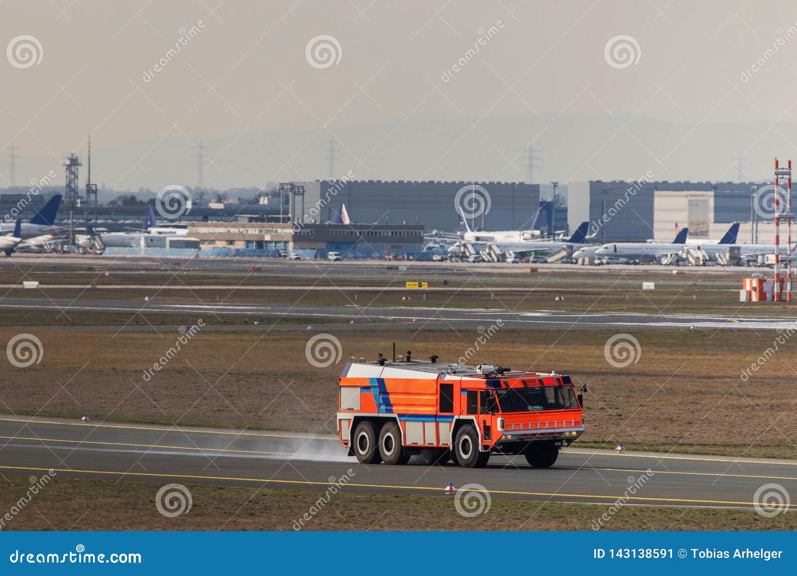 Airport fire fighter truck stock image. Image of plain - 143138591
