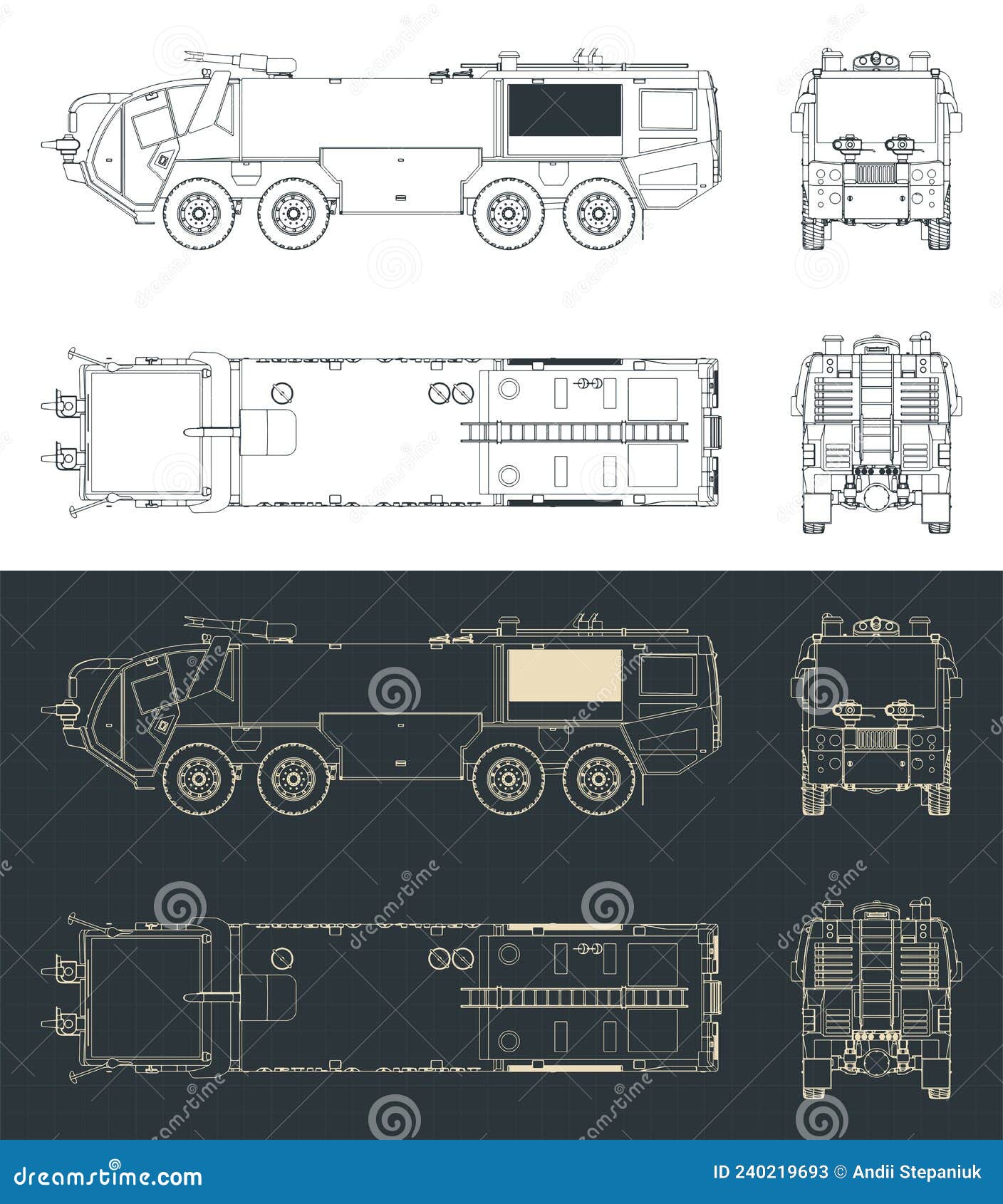 Airport Fire Truck Blueprints Stock Vector - Illustration of blueprints ...