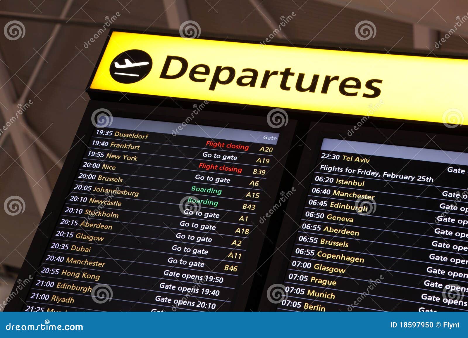 Airport flight information stock photo. Image of list - 18597950