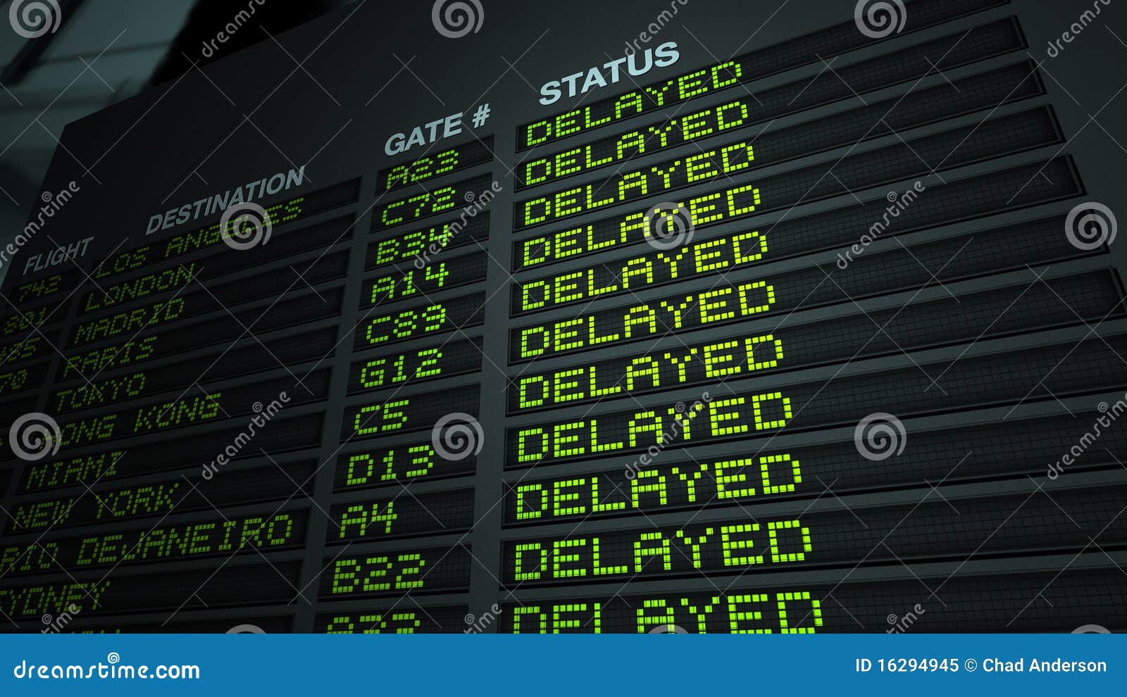Airport Flight Information Board, Delayed Stock Illustration ...