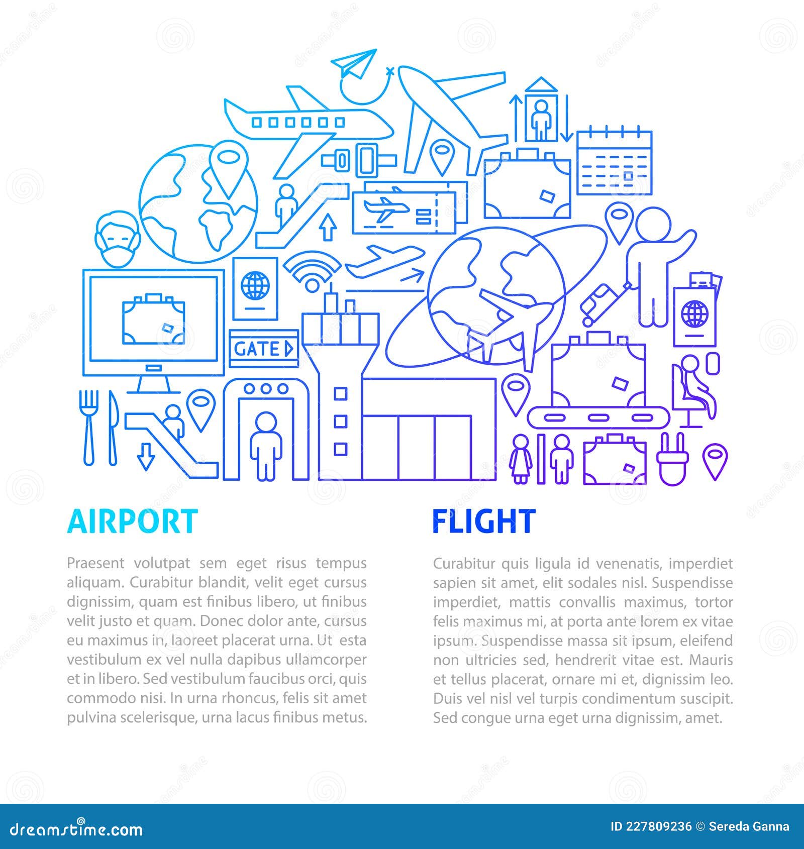 Airport Flight Line Template Stock Vector - Illustration of seat ...