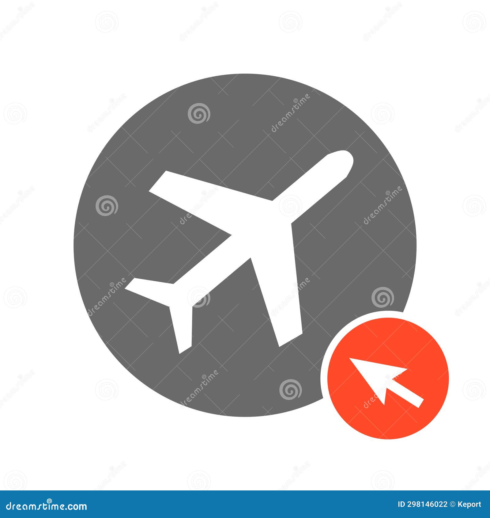 Airport or Flight Online - Red Arrow and Grey Button Stock Illustration ...