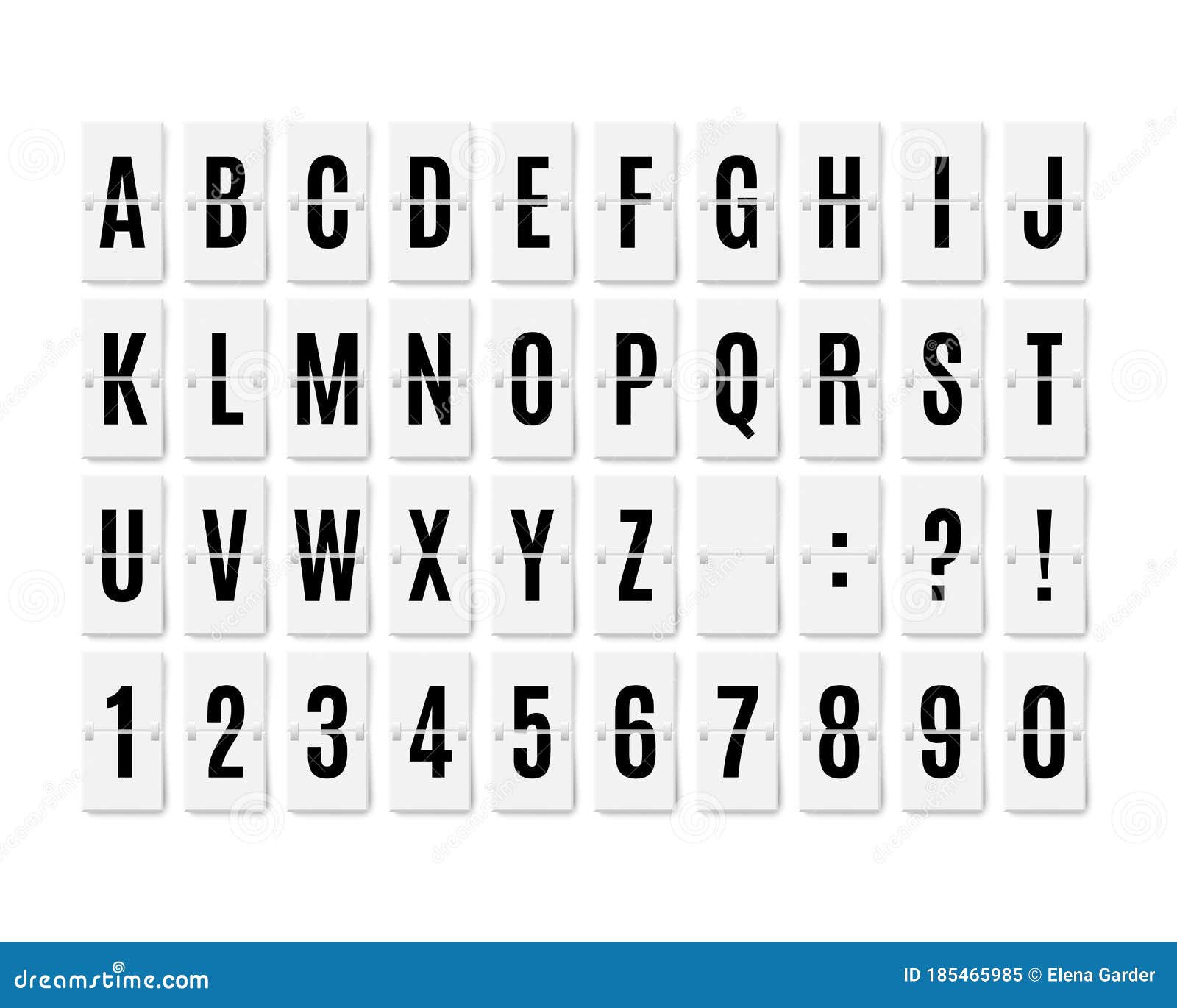 Airport Flip Board Panel. Typography Font Display. Vector Realistic ...