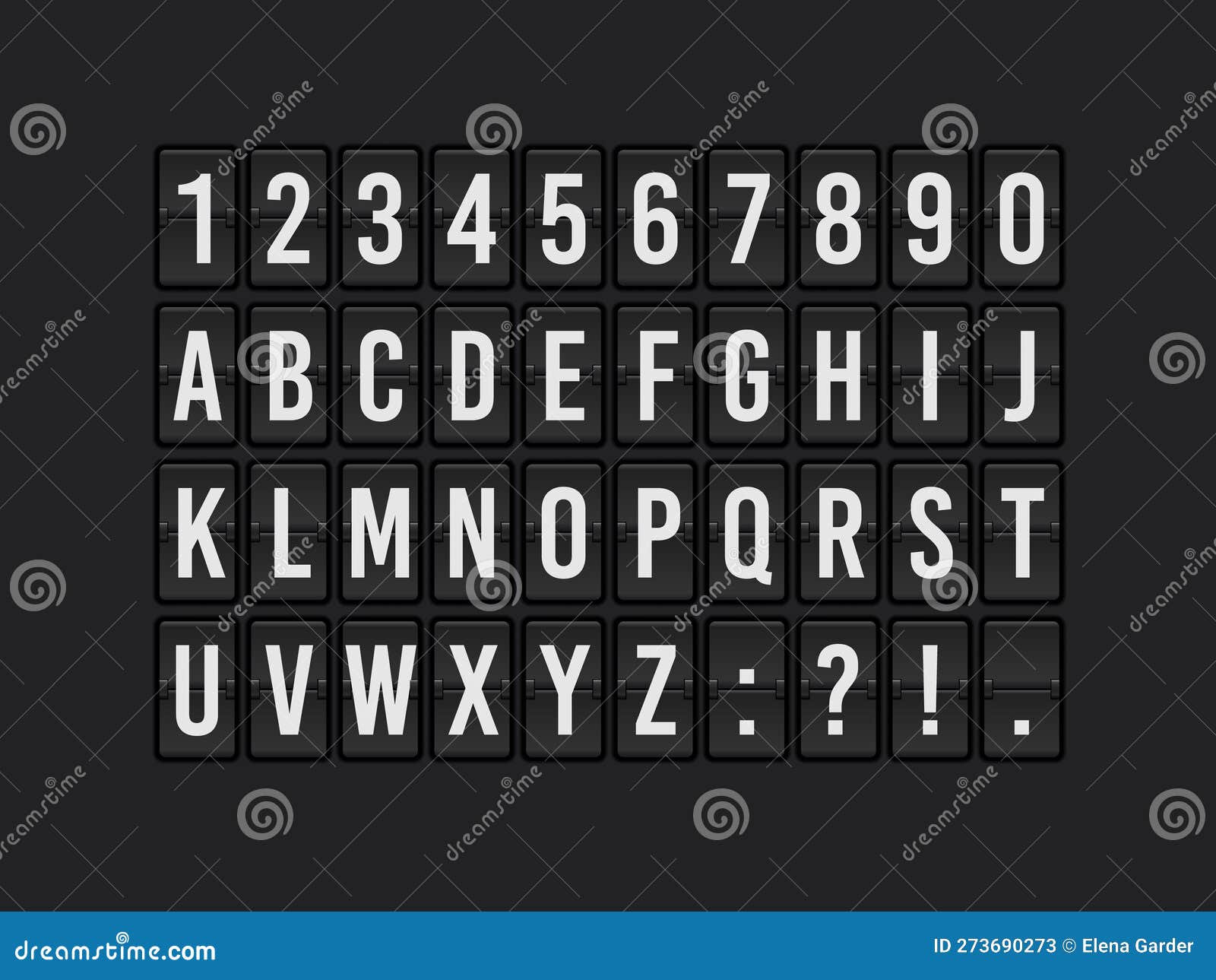Airport Flip Board Panel. Typography Font Display. Vector Realistic ...