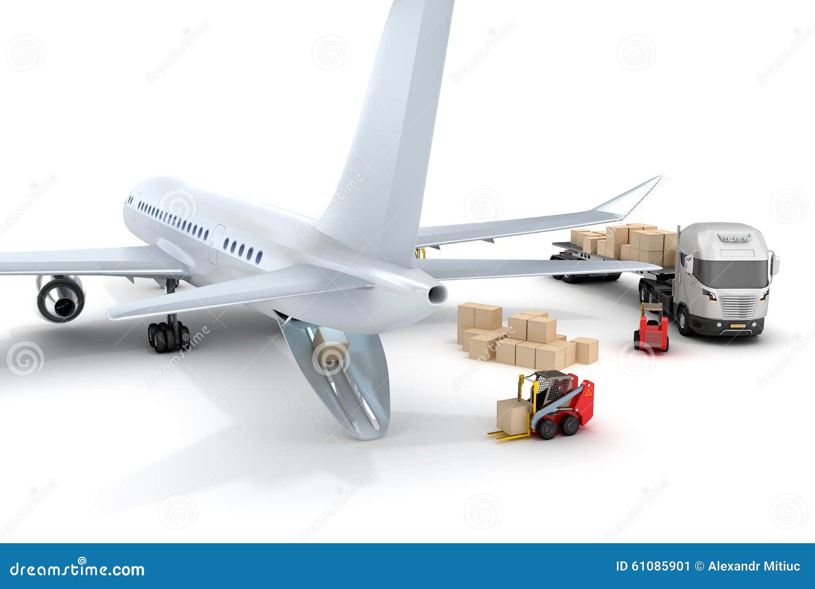 Airport : Forklift is Loading the Airplane Stock Illustration ...
