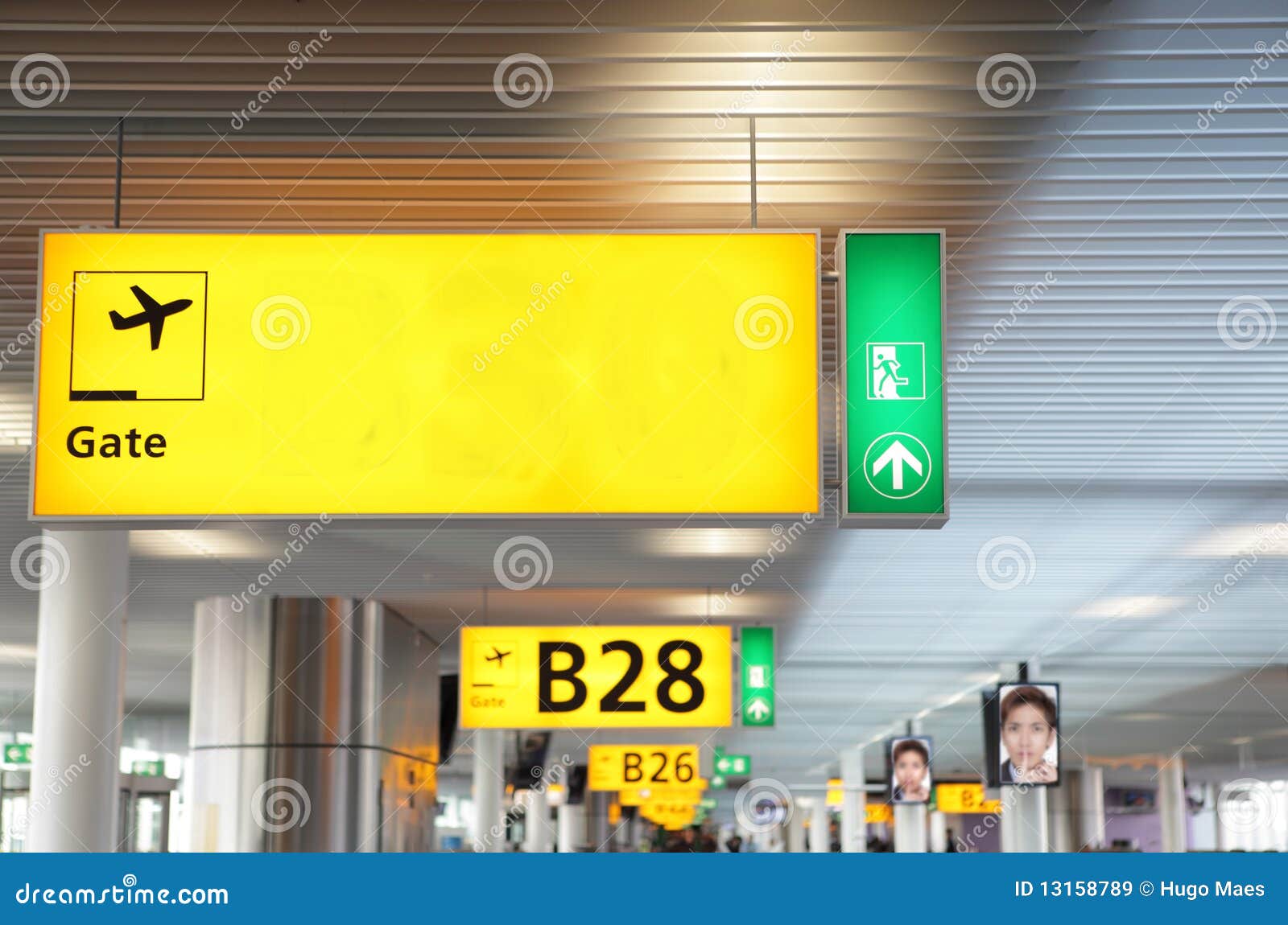 Airport Gates W Copyspace Sign Stock Image - Image of travel, aviation ...