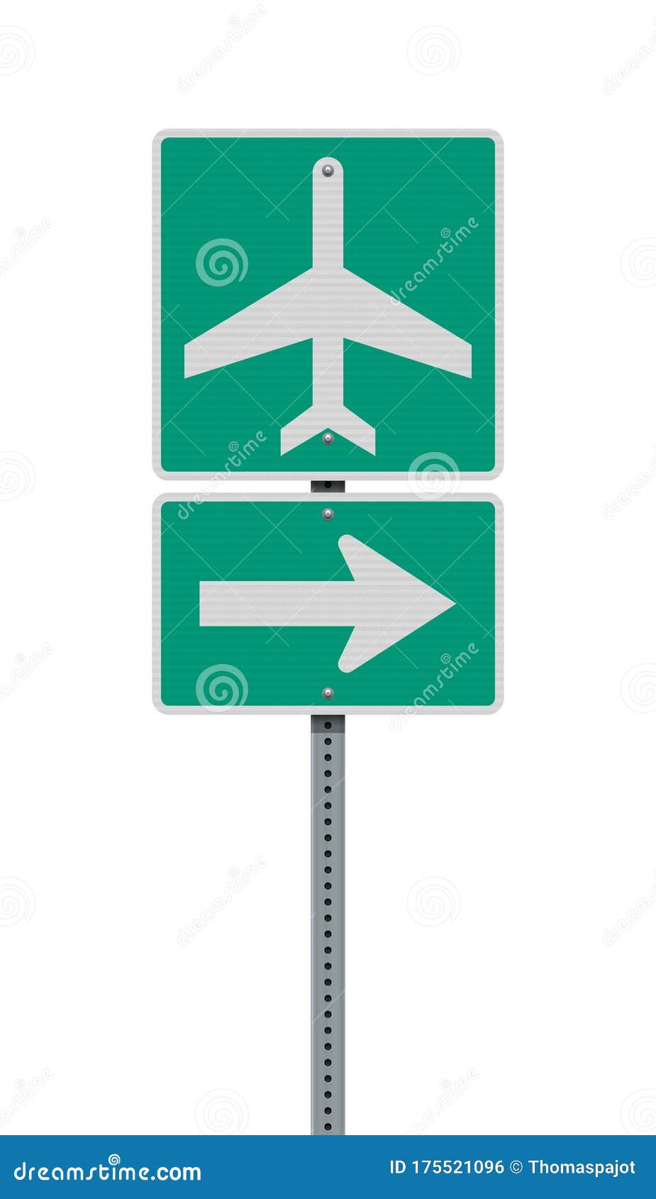 Airport Symbol with Arrow Green Road Sign Stock Vector - Illustration ...