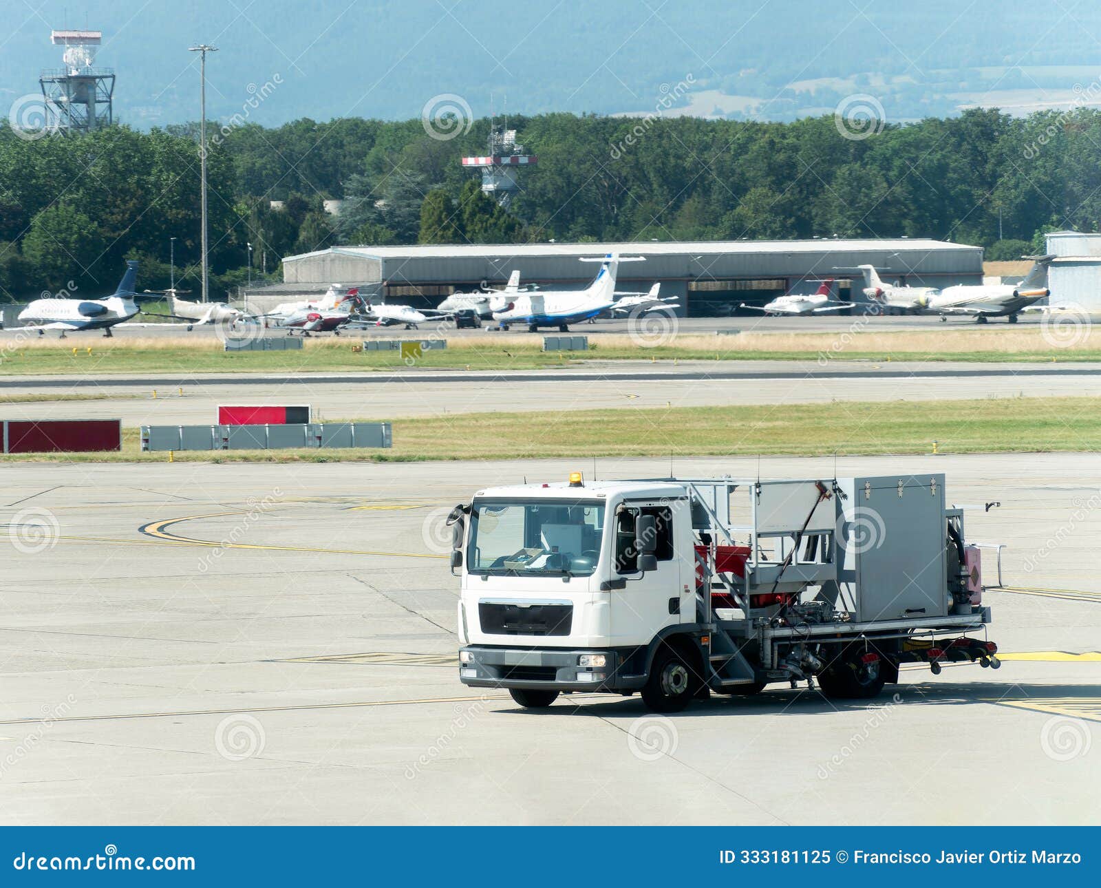 Airport Ground Support Vehicle on Runway Stock Image - Image of ...