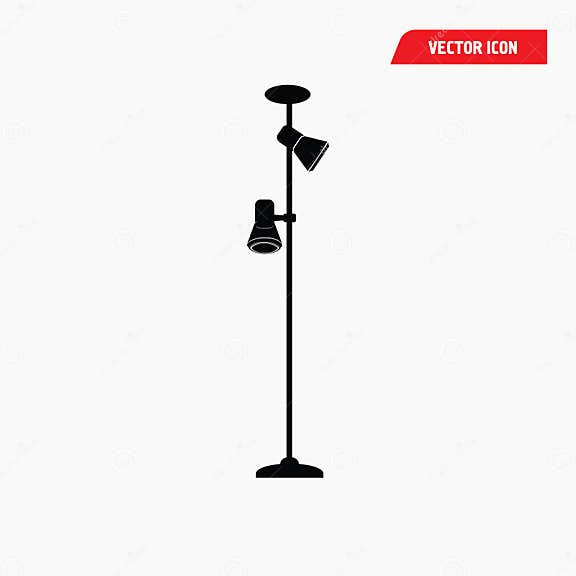 Black standing lamp icon stock vector. Illustration of stand - 147842634