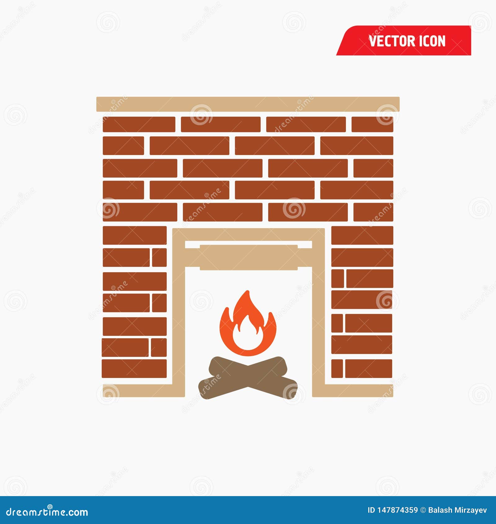 Flame In Brick Fireplace. Firewood Burning In Furnace. Home Interior ...