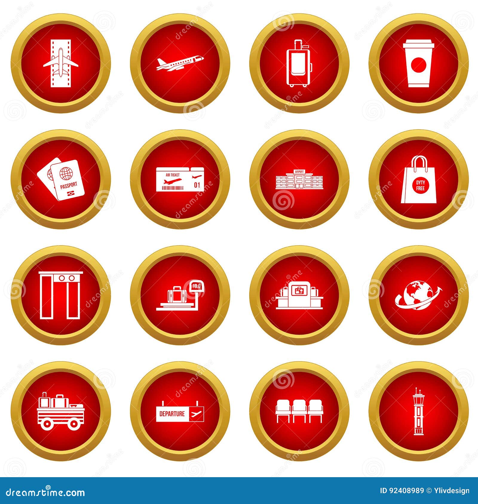 Airport Icon Red Circle Set Stock Vector - Illustration of custom ...