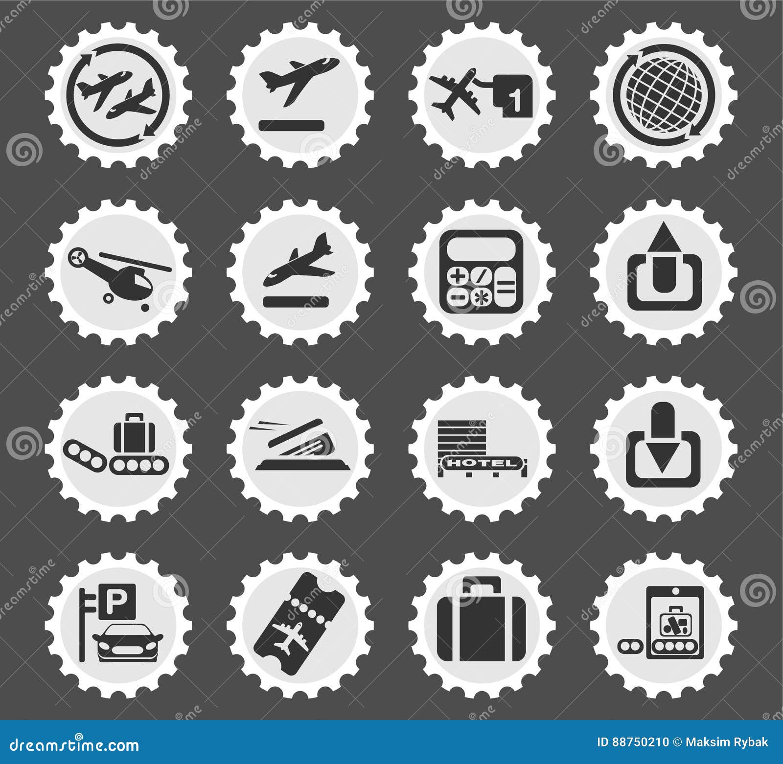 Airport icon set stock illustration. Illustration of figure - 88750210