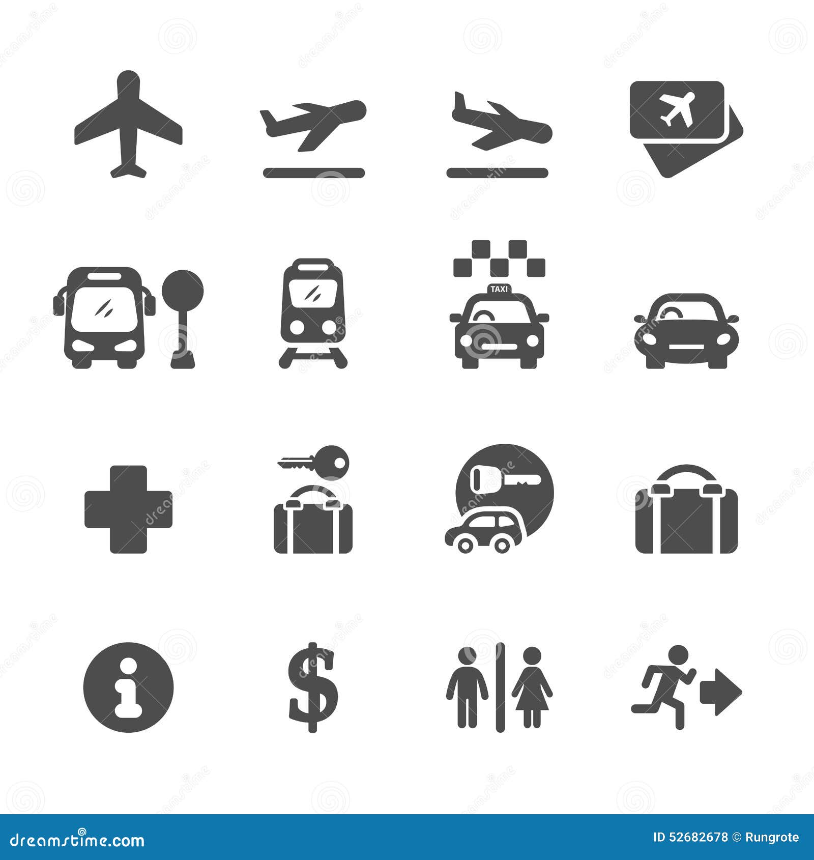 Airport Icon Set. Include Creative Elements Takeoff, Around The World ...