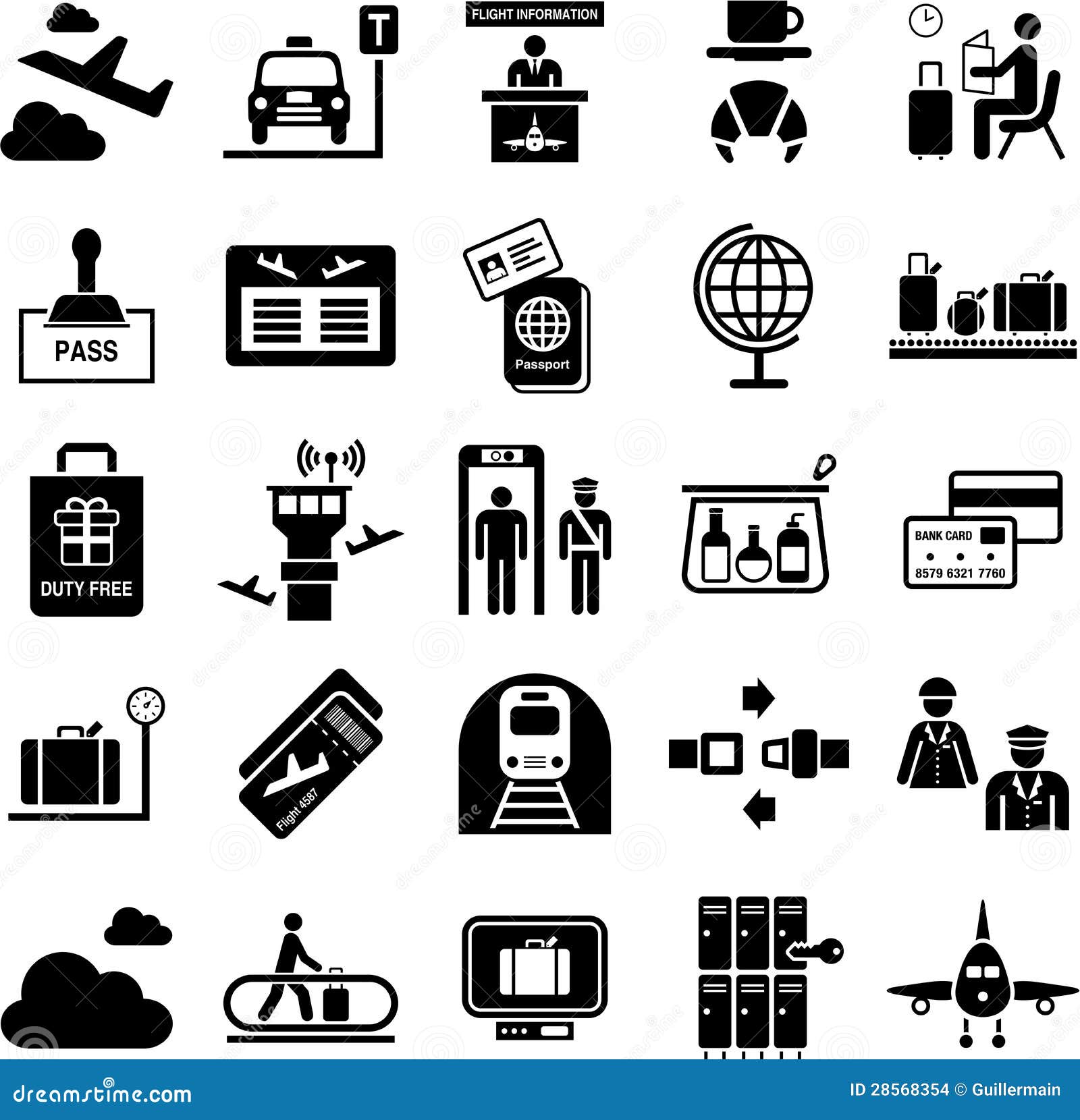 Airport icons stock vector. Illustration of conveyor - 28568354