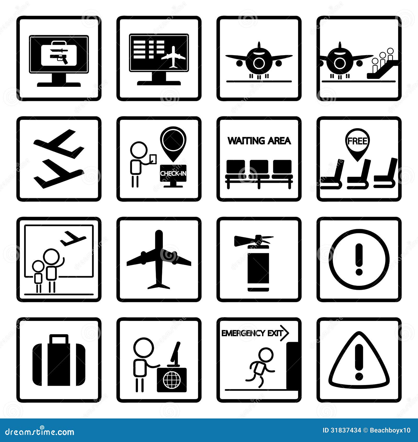 Airport icons design set stock illustration. Illustration of public ...