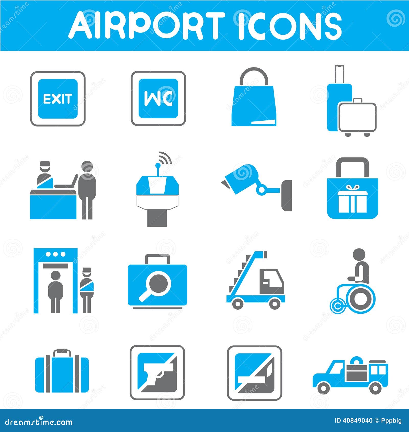 Airport icons stock illustration. Illustration of haulage - 40849040