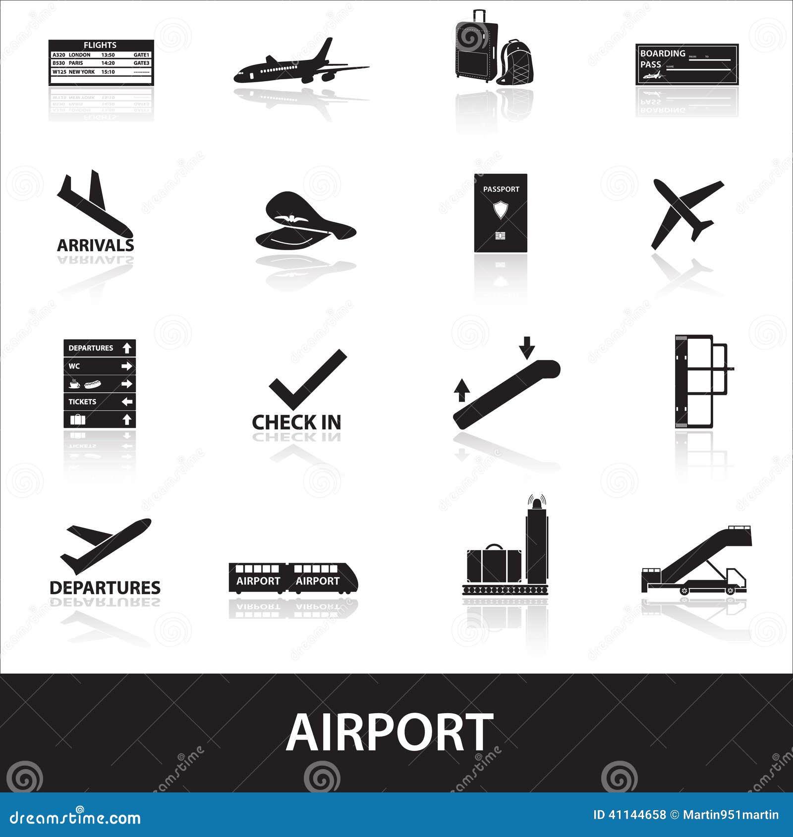 Airport icons set eps10 stock illustration. Illustration of passport ...
