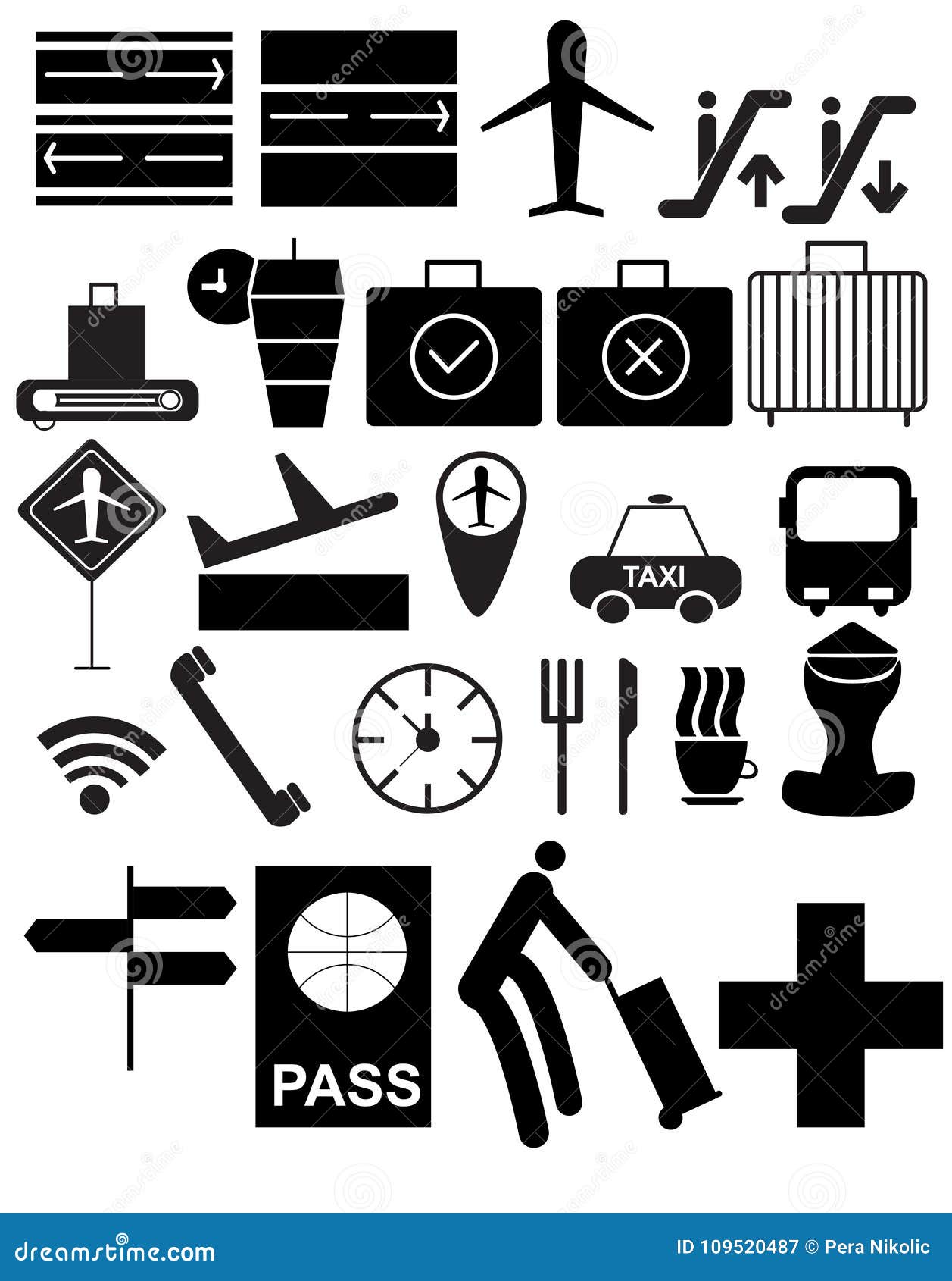 Airport icons set. stock vector. Illustration of control - 109520487
