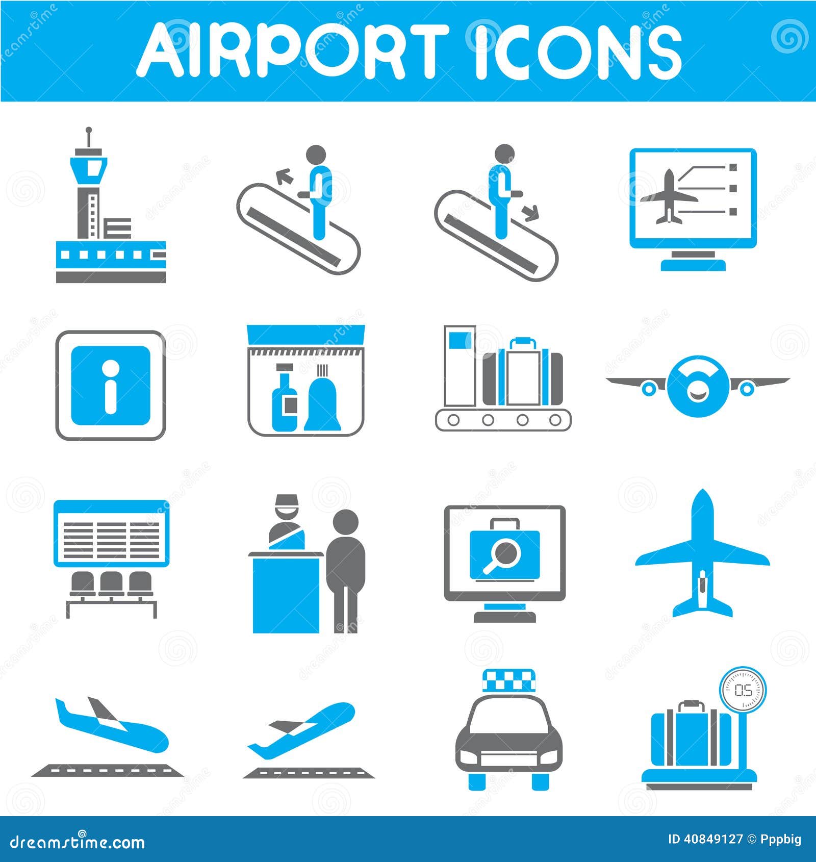Airport icons stock illustration. Illustration of airport - 40849127