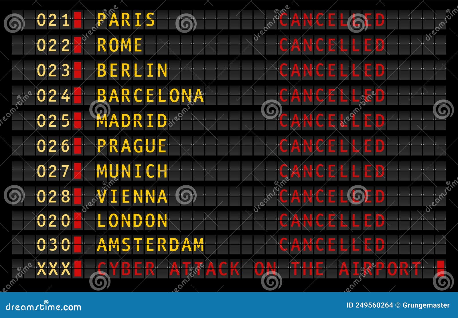 Airport Information Display With Security Checkpoints Closed Message ...