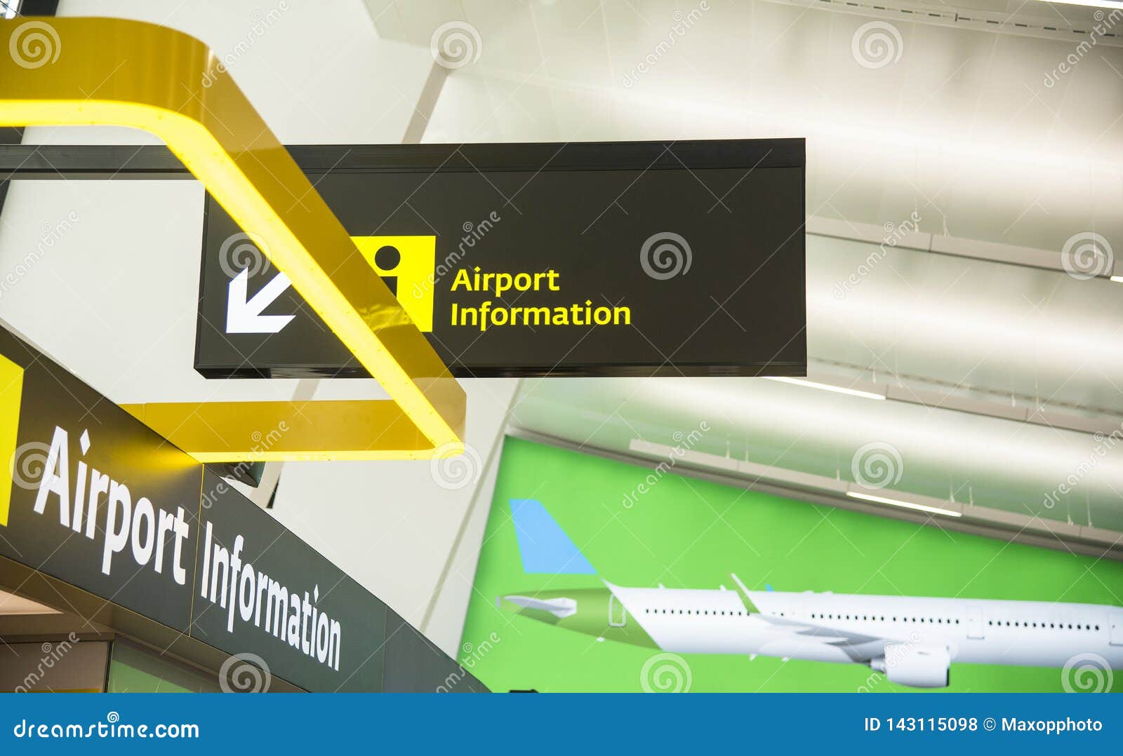 Airport Information Sign for Helping a Passengers Stock Photo - Image ...