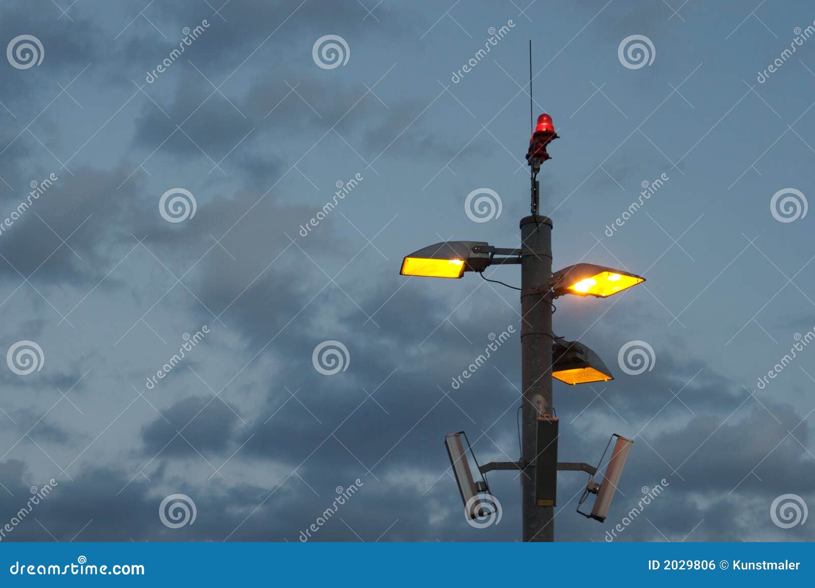 Airport Lamp at dawn stock photo. Image of clouds, airport - 2029806
