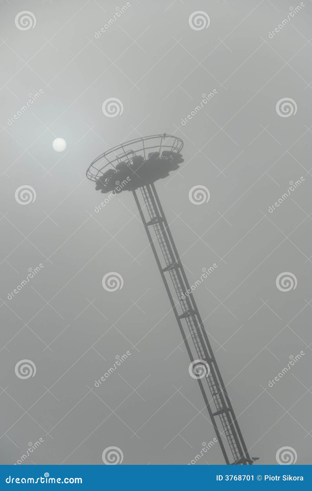 Airport Light Tower in the Fog Stock Image - Image of weather ...