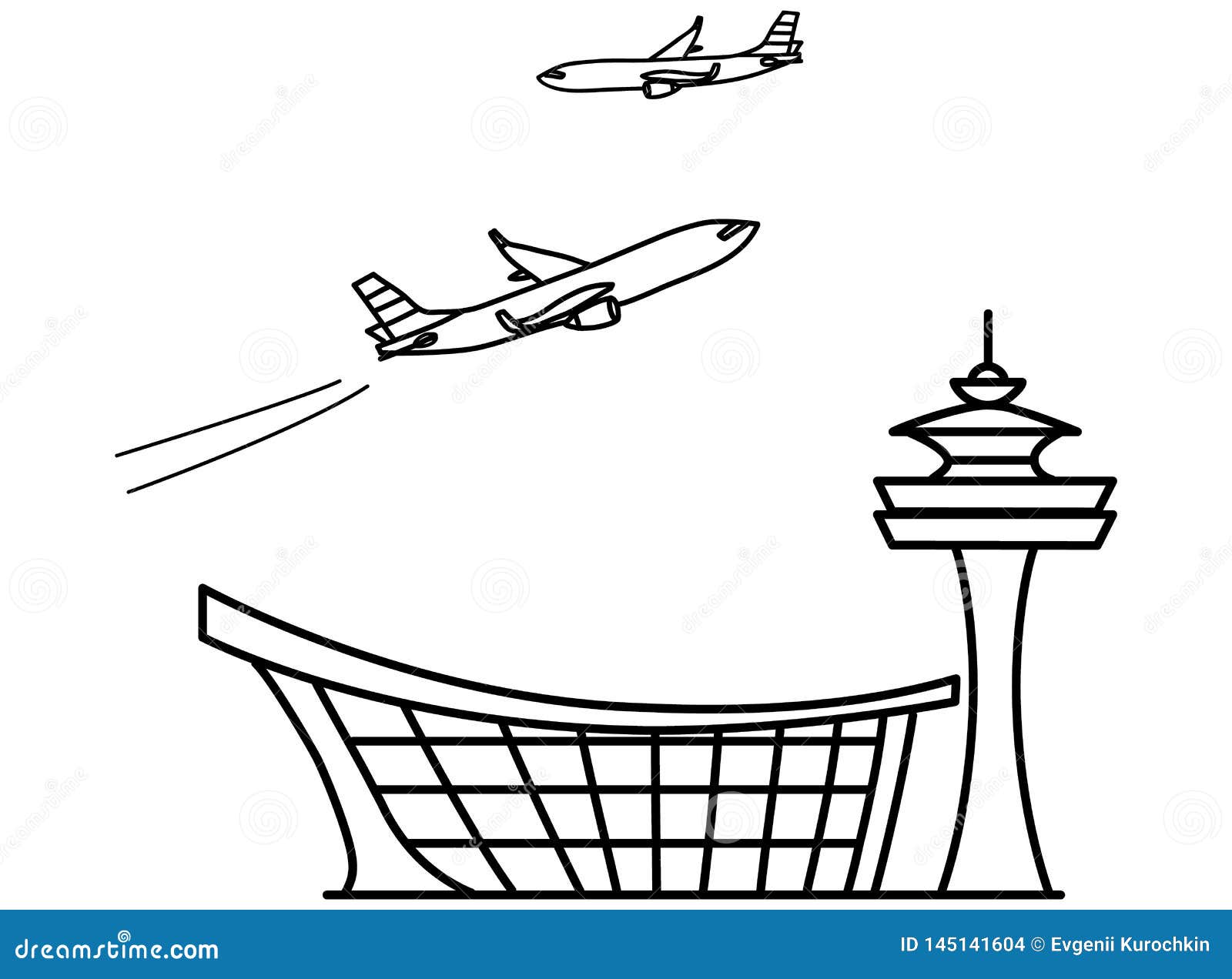 Airport. Line drawing stock illustration. Illustration of sketch ...