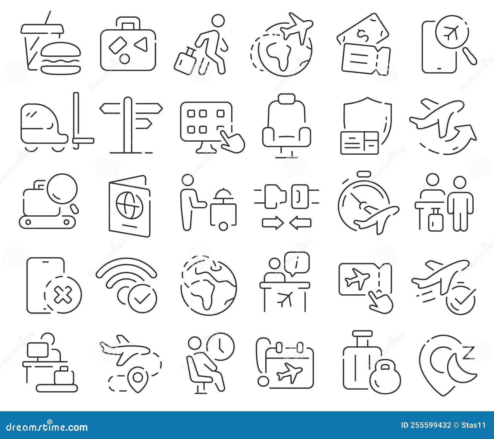 Airport Line Icons Collection. Thin Outline Icons Pack Stock Vector ...