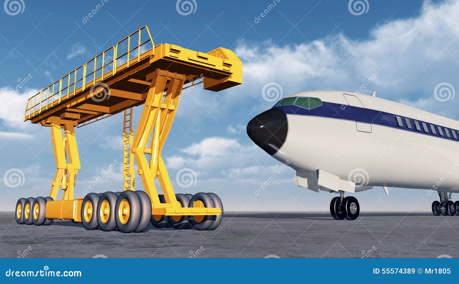 Airport Loader and Airliner Stock Illustration - Illustration of ...