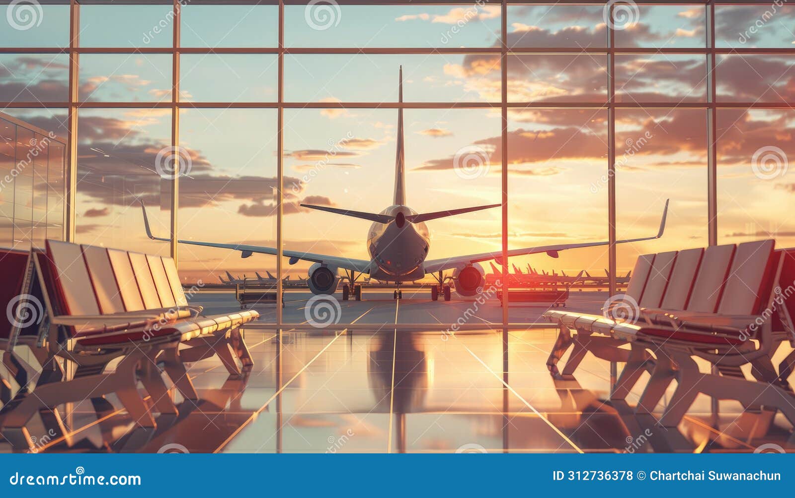 Airport Lounge with Airplanes on the Background. by AI Generated Image ...