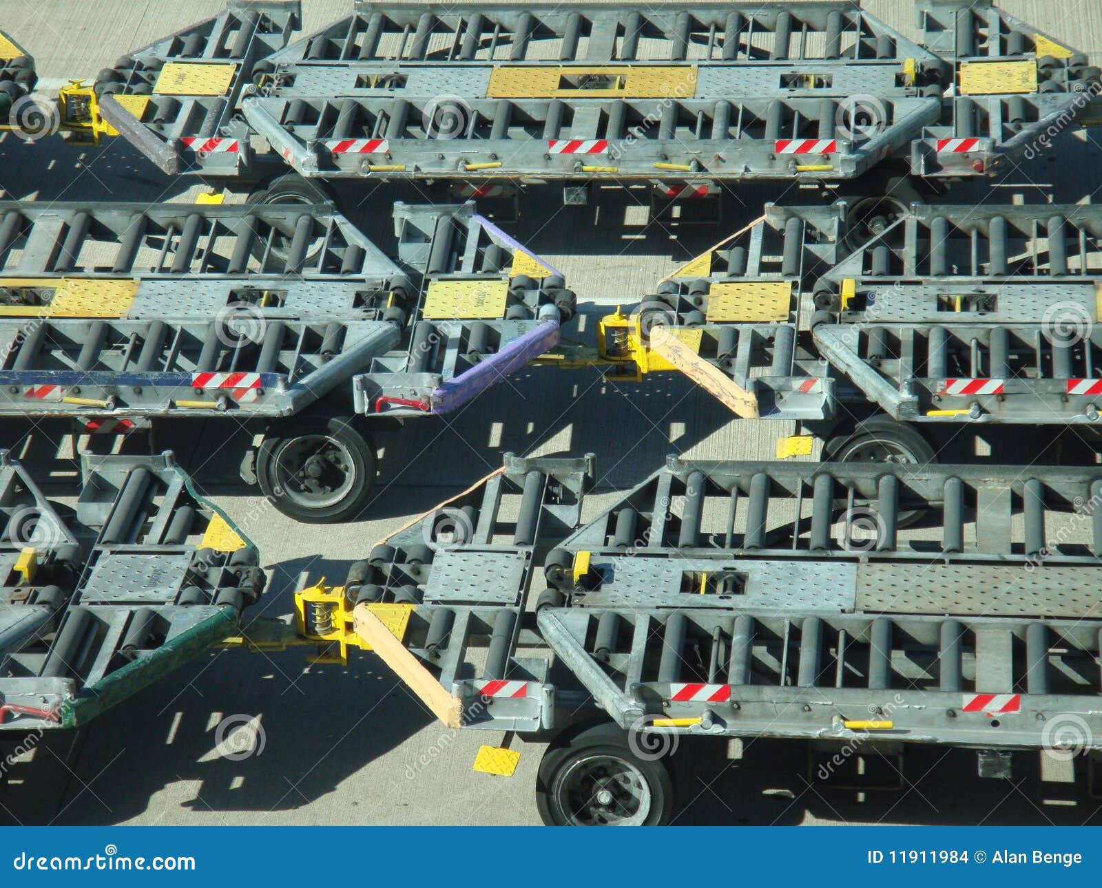 Airport Luggage Loading Trolleys Stock Photo - Image of pallets, blue ...