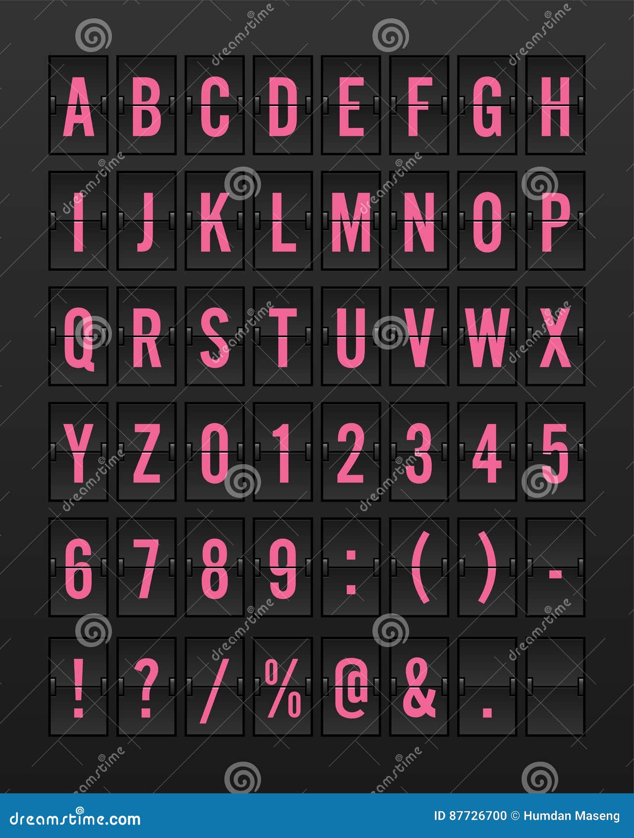 Airport Mechanical Flip Board Panel Font Stock Vector - Illustration of ...