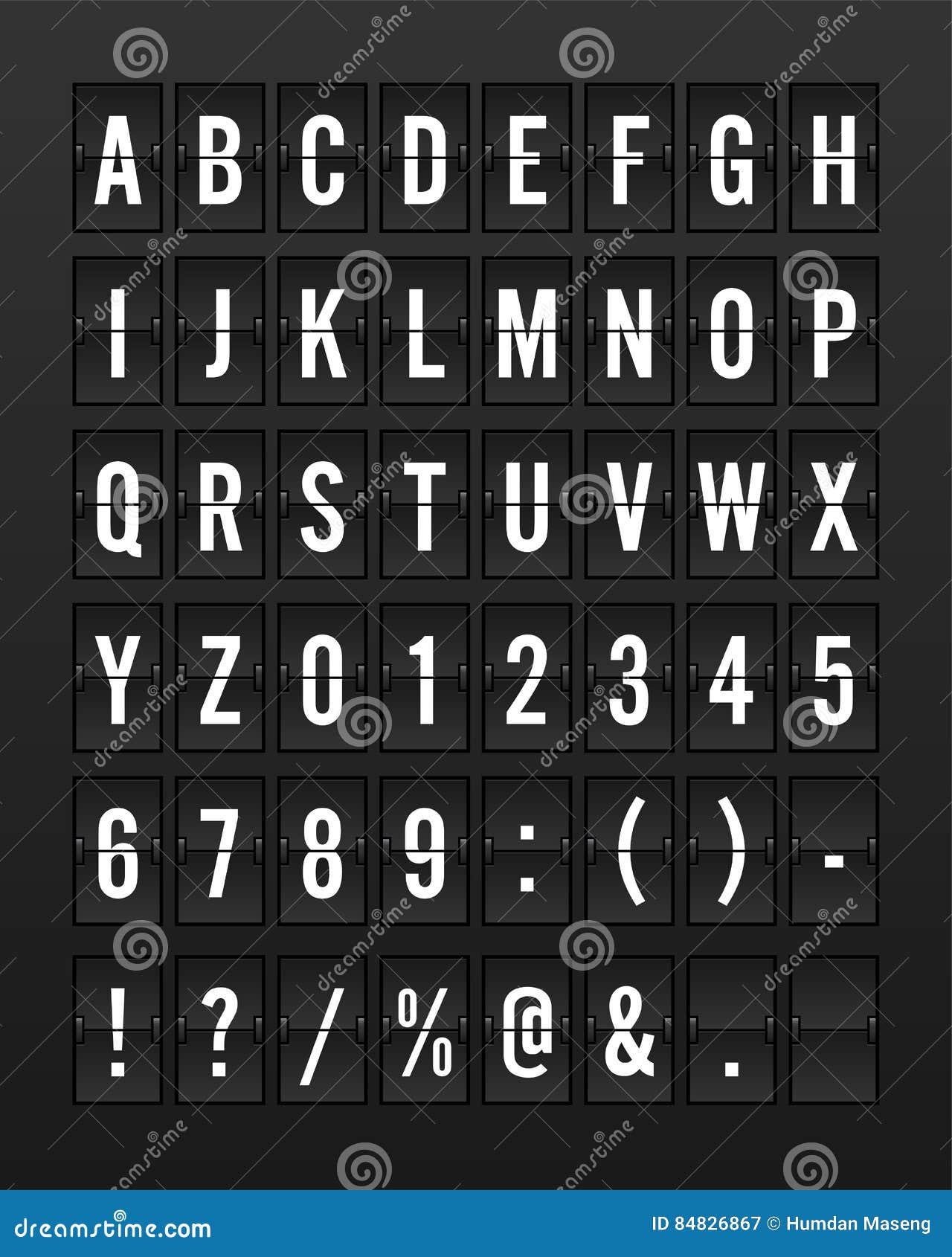 Flip Board Style Numbers Vector Illustration. Airport Terminal, Arrival ...