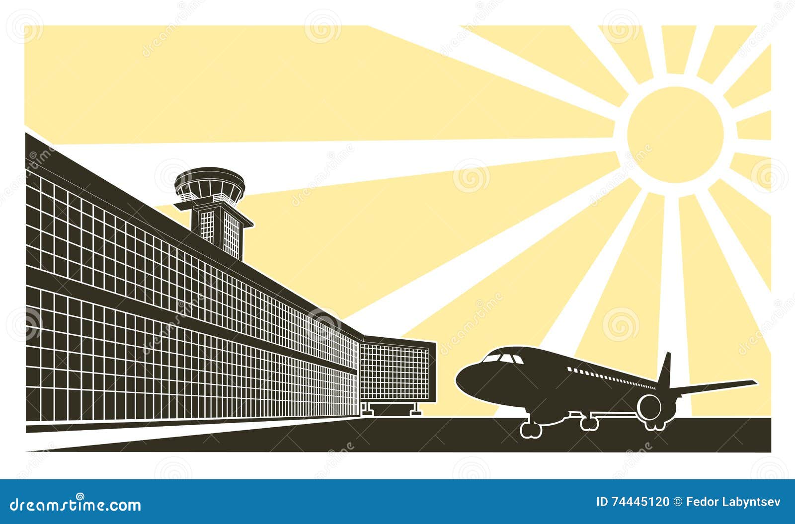 Airport Modern Terminal with a Tower Stock Vector - Illustration of ...