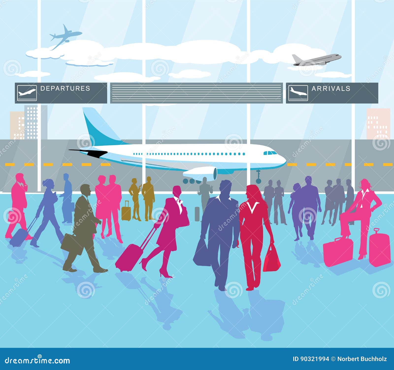 Airport Passenger Terminal and Waiting Room Stock Vector - Illustration ...