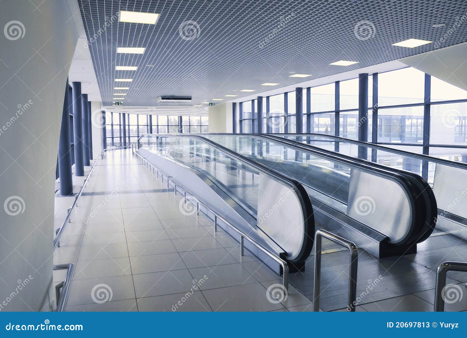 Airport pathway stock image. Image of interior, building - 20697813