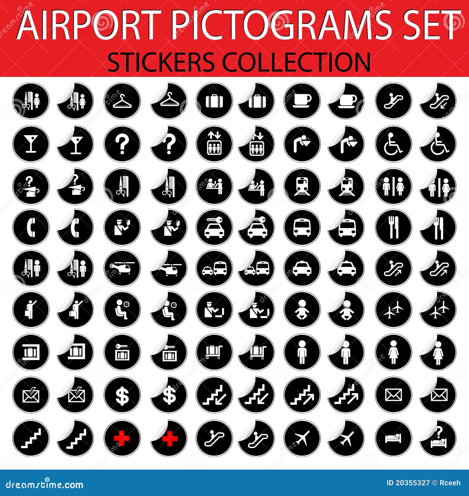 Airport pictogram set stock vector. Illustration of airport - 20355327