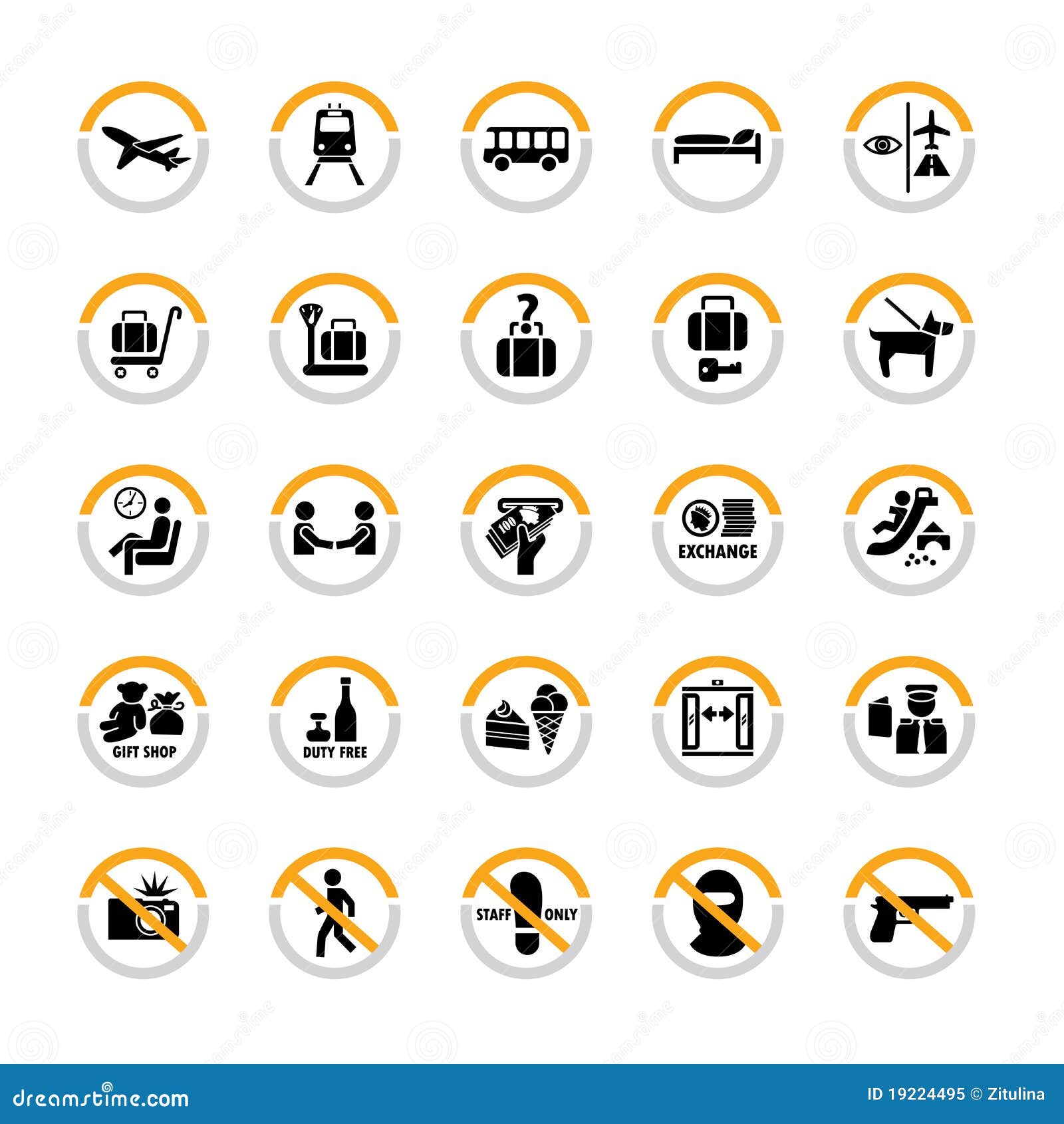 Airport pictograms stock vector. Illustration of pictograph - 19224495