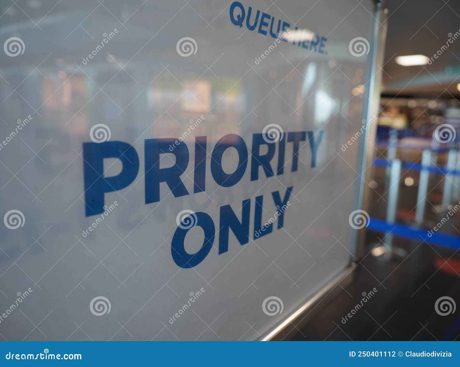 Airport Priority only Queue Here Sign Stock Photo - Image of queue ...